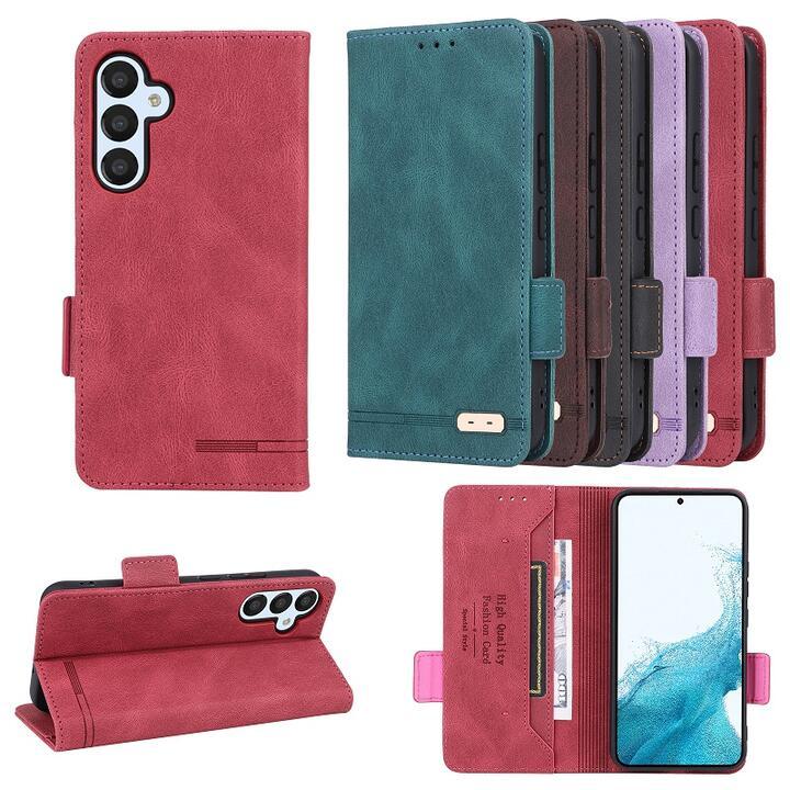 Galaxy A54 5G用PUレザー TPU連体 肌感触 フリップケース スタンド機能 マグネットボタンウォレット 財布 黒 ...