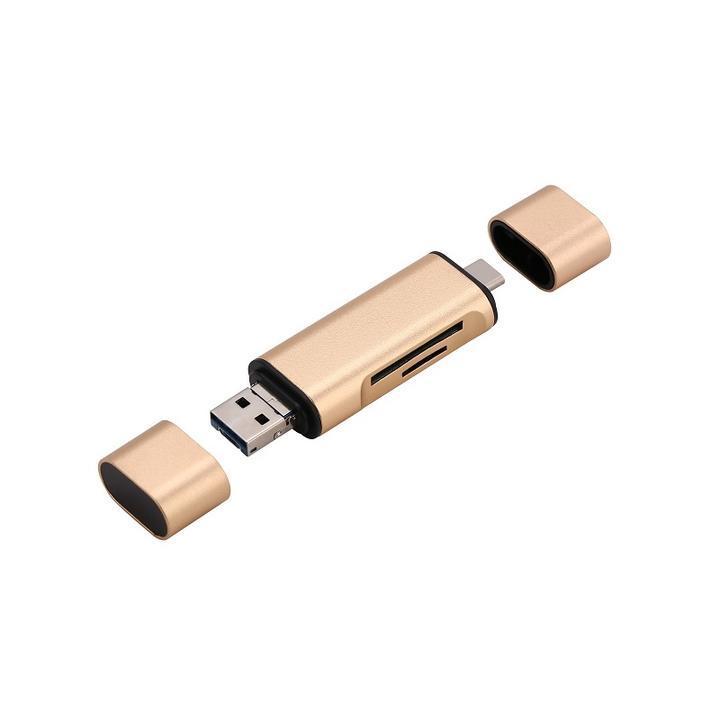 USB A/C+Micro to SD(HC)/TF/MicroSD(HC) カードリーダー OTGアダプタ 16GBまで USB-C/USB ...