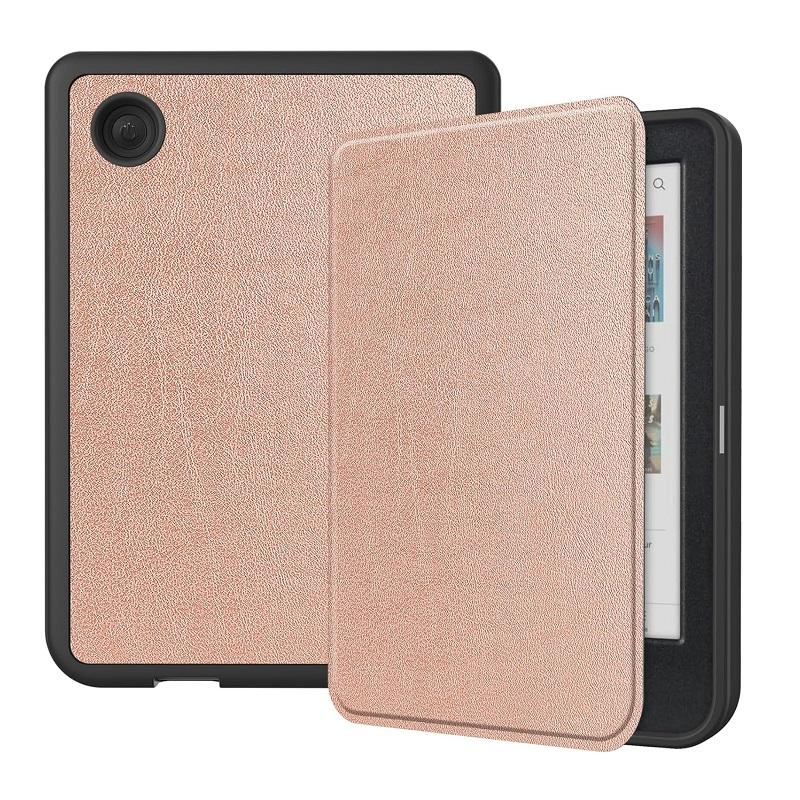 Kobo Clara BW/Colour用PU 保護ケース TPU カバー 電子書籍 耐衝撃 手帳型 オートスリープ機能 ローズゴールド ...