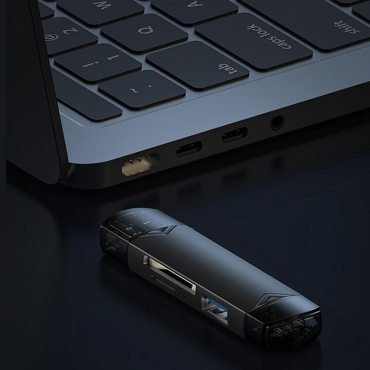 USB A/C+Micro USB to SD(HC)/TF/MicroSD(HC) カードリーダー USBフラッシュメモリー対応 OTGアダプタ For Type-C スマートフォン&PC ...