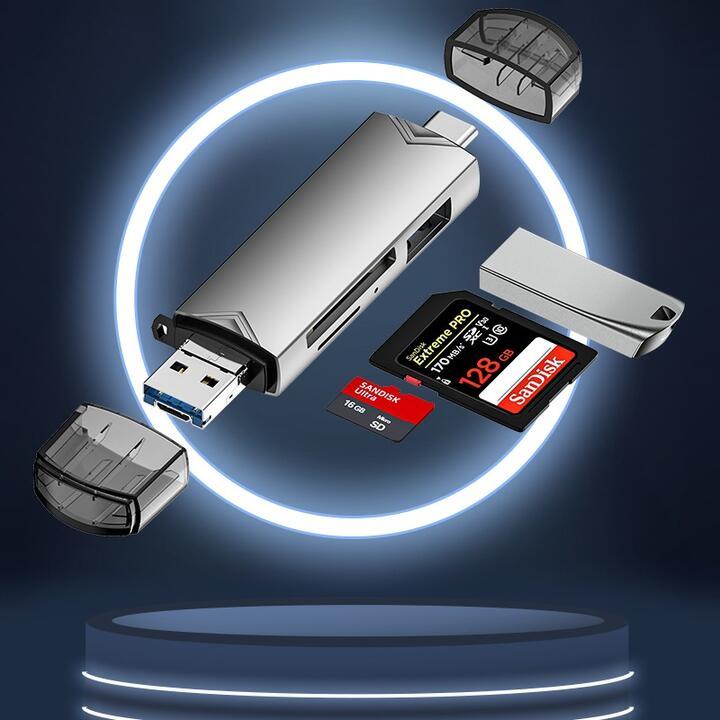 USB A/C+Micro USB to SD(HC)/TF/MicroSD(HC) カードリーダー USBフラッシュメモリー対応 OTGアダプタ For Type-C スマートフォン&PC ...
