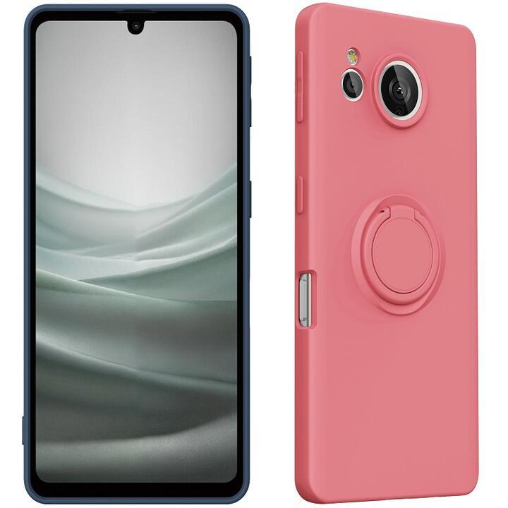 Aquos Sense7 SH-53C/Sense8/Aquos R8/R8 Pro/R9用 リング付 硬質シリコン ソフトバックカバー 落下 ...
