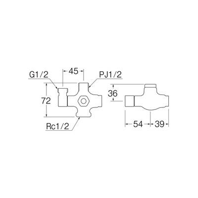 SANEI（水栓金具） 水栓金具 三栄水栓 V2221LA-X3-13 分岐止水栓本体 [共用形] : まいどDIY - 通販 - Yahoo!ショッピング