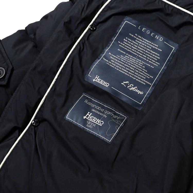 ヘルノ HERNO ダウンジャケット ダウンコート エスキモー メンズ アウター ミドル丈 フード付き ナイロン 軽量 大きいサイズ 暖かい ブランド 黒 ブラック : 242-035 ...
