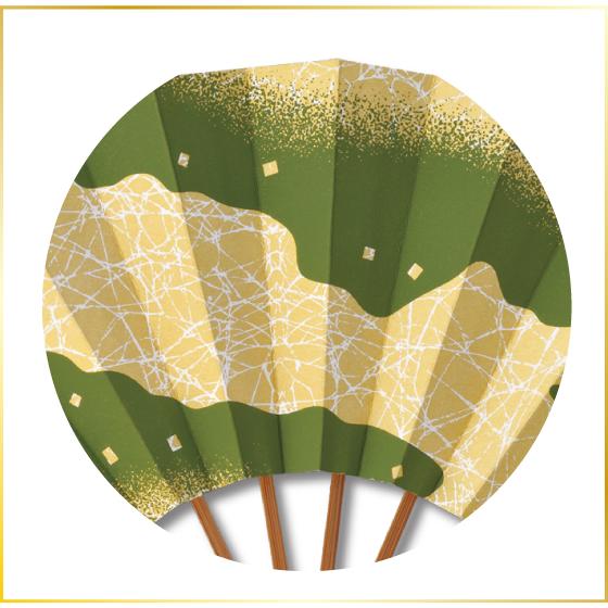 花かげ 愛1352 黒塗骨 【箱なし】 シルクスクリーン印刷抹茶/ゴールド : 京都 扇子専門店 舞姫 - 通販 - Yahoo!ショッピング