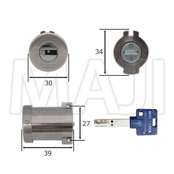 MUL-T-LOCK,マルティロック 10PGF,10DAF 鍵交換用 MIWA PGF(PA,DA) シリンダー（1個単品になります,シリンダー2個同一は別途掲載しています） 鍵 交換 ...