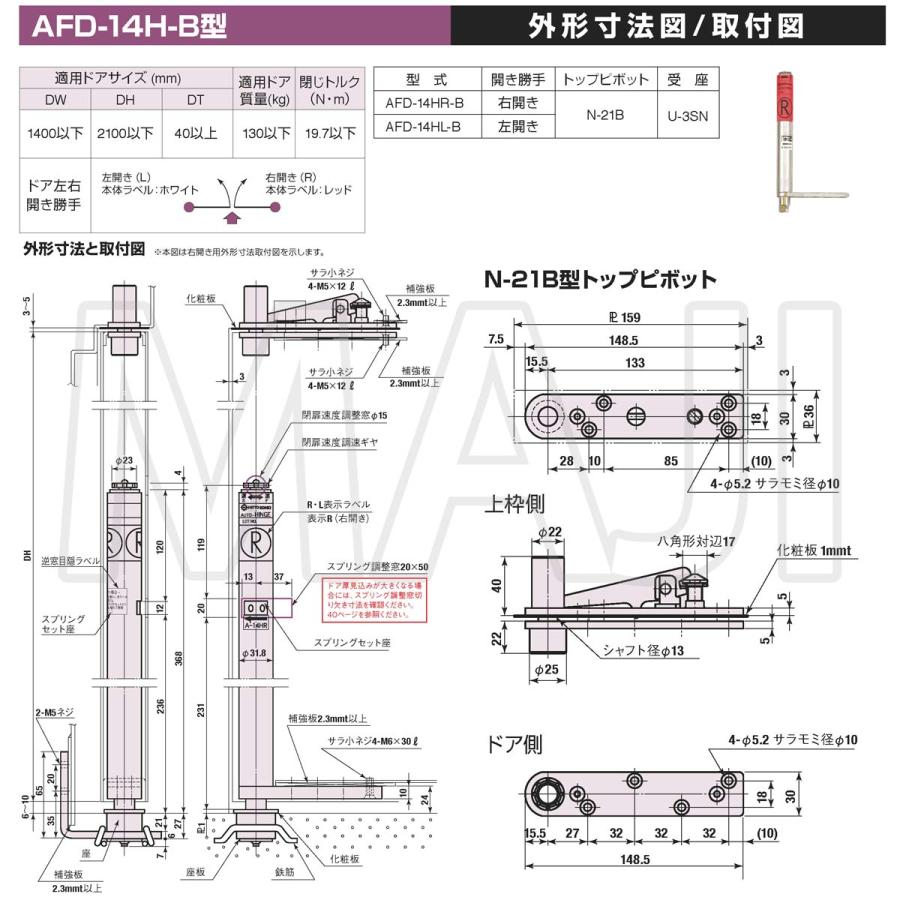 日東工器 日東工器（デンセイ） オートヒンジ中心吊型 AFDシリーズ AFD-14H-B型 右勝手(R)/左勝手(L) : 鍵の卸売りセンターYahoo!店 - 通販 - Yahoo!ショッピング