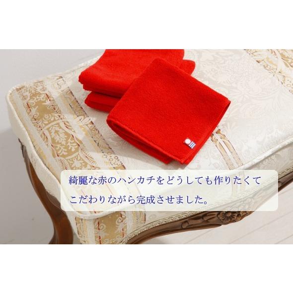 今治タオル（imabari towel） 還暦祝い 名入れ刺繍 赤 ハンカチ ハンド