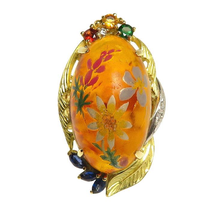14号MARI YAMAMOTO/山本真理 琥珀 11.80ct マルチストーン ダイヤモンド リング・指輪 K18ゴールド 16.4g レディース : 真子質店 ヤフーショッピング店 ...