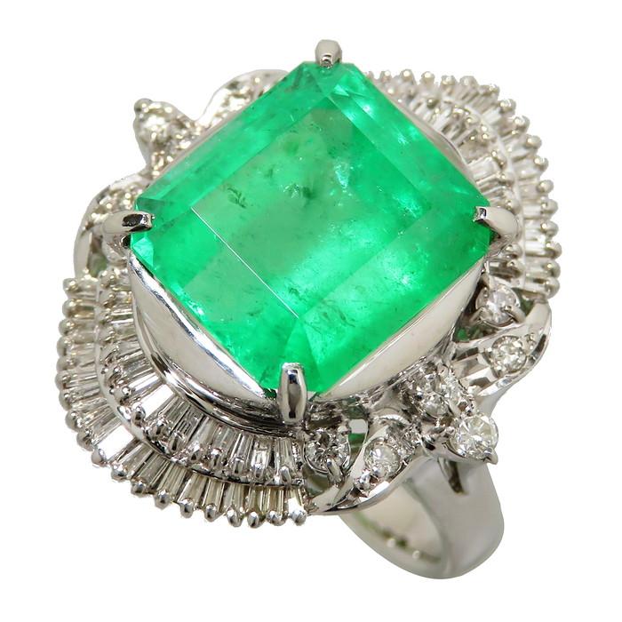 15号 エメラルド 6.13ct ダイヤモンド 計0.64ct リング・指輪 Pt900プラチナ 9.6g レディース : 真子質店 ヤフーショッピング店 - 通販 - Yahoo!ショッピング