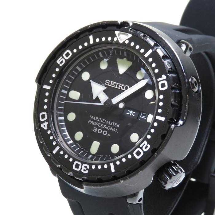 SEIKO（セイコー） 7C46-0AG0 マリンマスター ダイバー プロ 腕時計 ステンレススチール/社外製ラバーベルト クオーツ 黒 ...