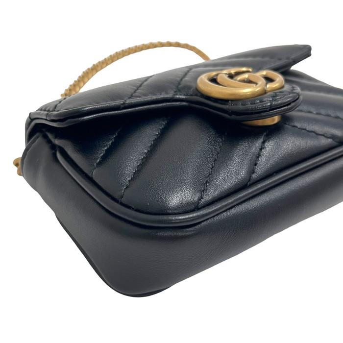 GUCCI（グッチ） GGマーモント 575161 ミニミニチェーン ハンドバッグ レザー 黒 レディース : 真子質店 ヤフーショッピング店 ...