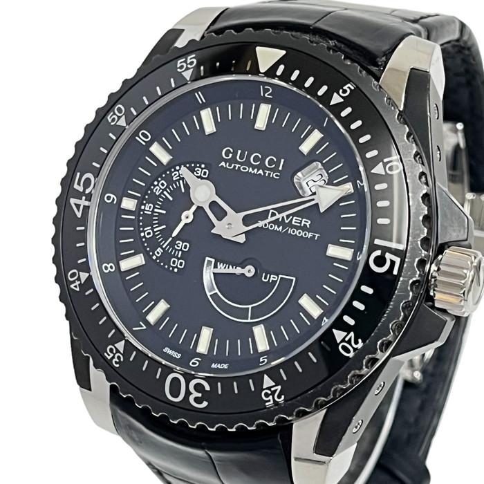 GUCCI GUCCI/グッチ 136.2/YA136201 ダイブ パワーリザーブ 腕時計 ステンレススチール/クロコダイル 自動巻き ...