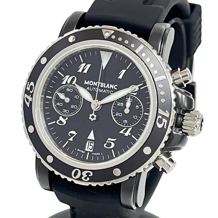 MONTBLANC（筆記具、時計） モンブラン 7044 マイスターシュテュック スポーツ クロノ 腕時計 ステンレス/ラバー社外ベルト 自動巻 黒文字盤 メンズ : 真子質店 ヤフー ...