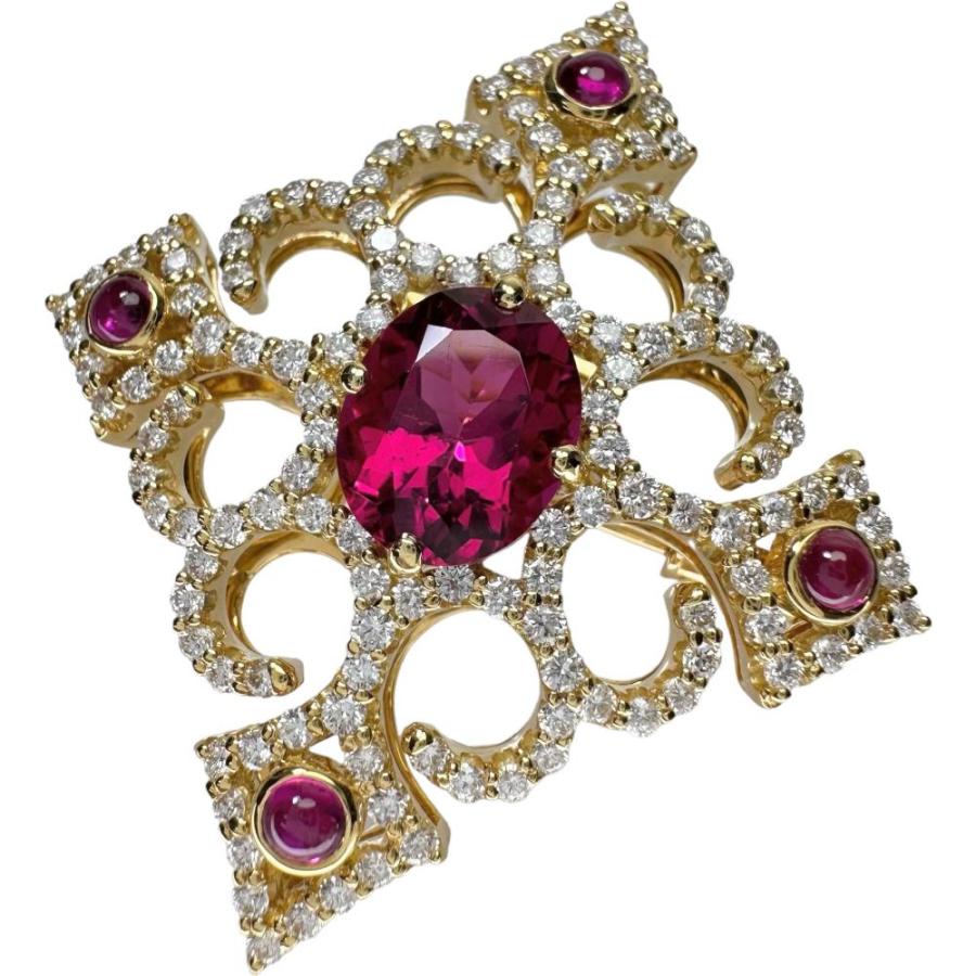 ブローチ兼用 ジュネ ルベライト(レッドトルマリン) 2.62ct ルビー 計0.59ct ダイヤモンド ペンダントトップ K18ゴールド 12.6g レディース : 真子質店 ヤフー ...