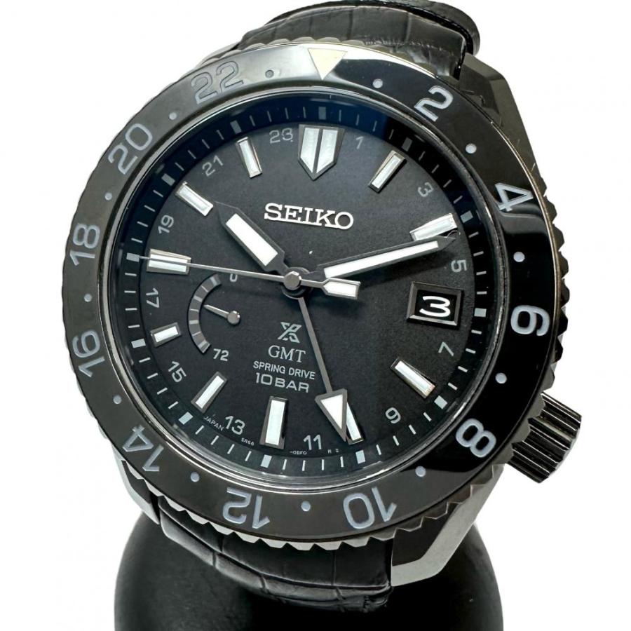 SEIKO（セイコー） スプリングドライブ SBDB025/5R66-0BR0 腕時計 レザー/チタン(黒) 自動巻き/オートマ 黒文字盤 ...