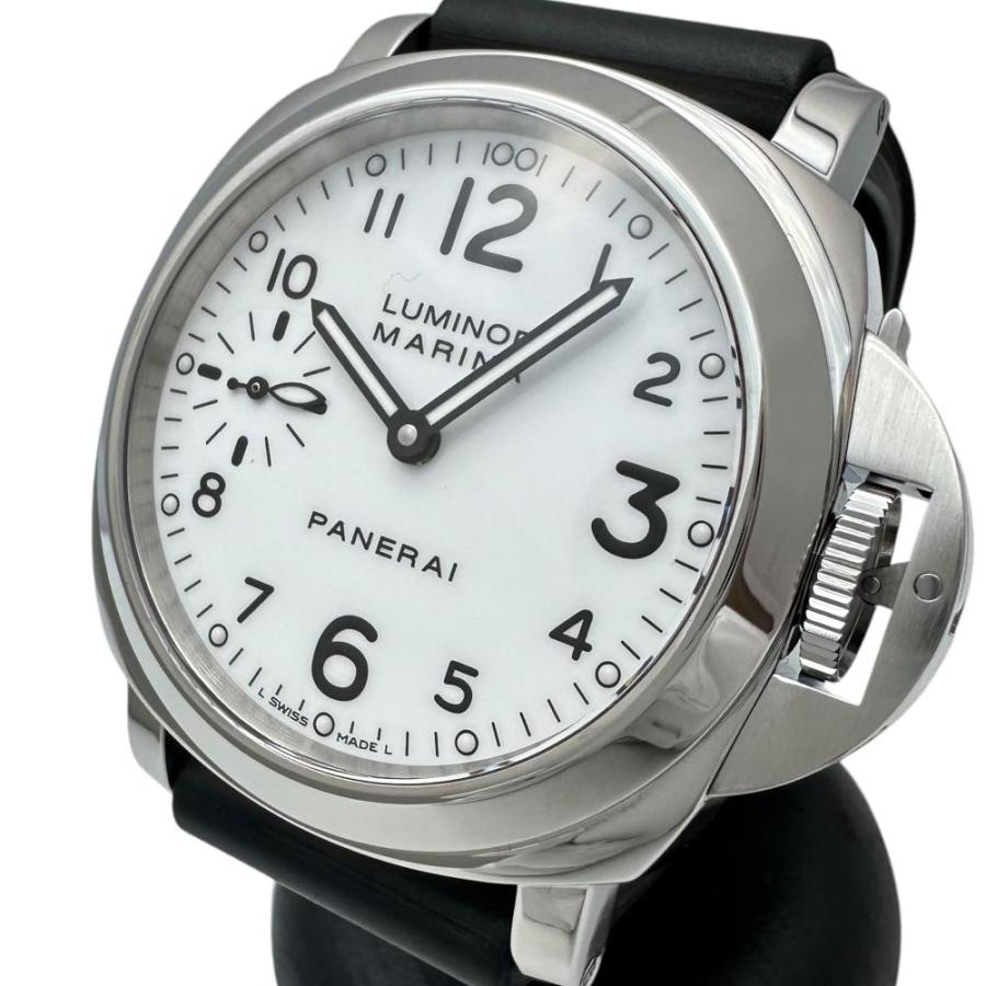 PANERAI/パネライ ルミノールマリーナ PAM00113 腕時計 ステンレススチール/ラバー 手巻き 白文字盤/黒ラバー メンズ ...