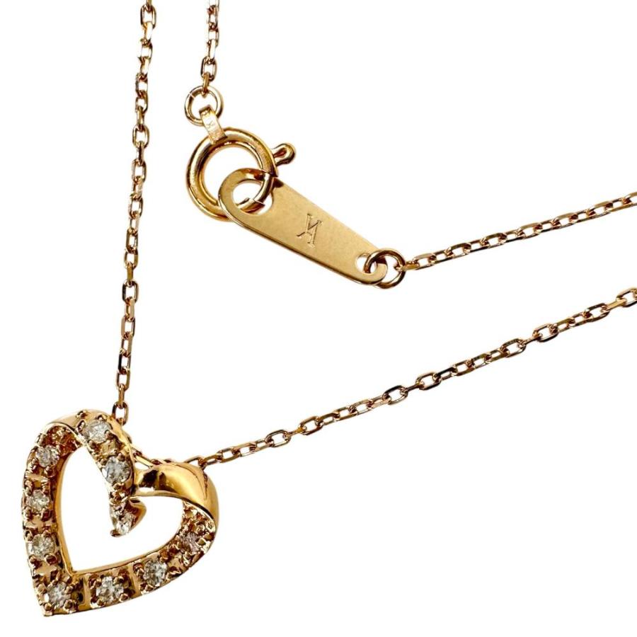 VENDOME VANDOME/ヴァンドーム ハートモチーフ ダイヤモンド 0.12ct ネックレス K18PGピンクゴールド 2.2g ...