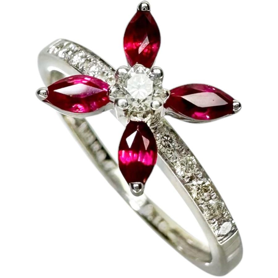 12.5号 フラワーモチーフ ルビー 0.47ct ダイヤモンド 0.15ct リング・指輪 K18WGホワイトゴールド 2.4g レディース : 真子質店 ヤフーショッピング店 - 通販 ...