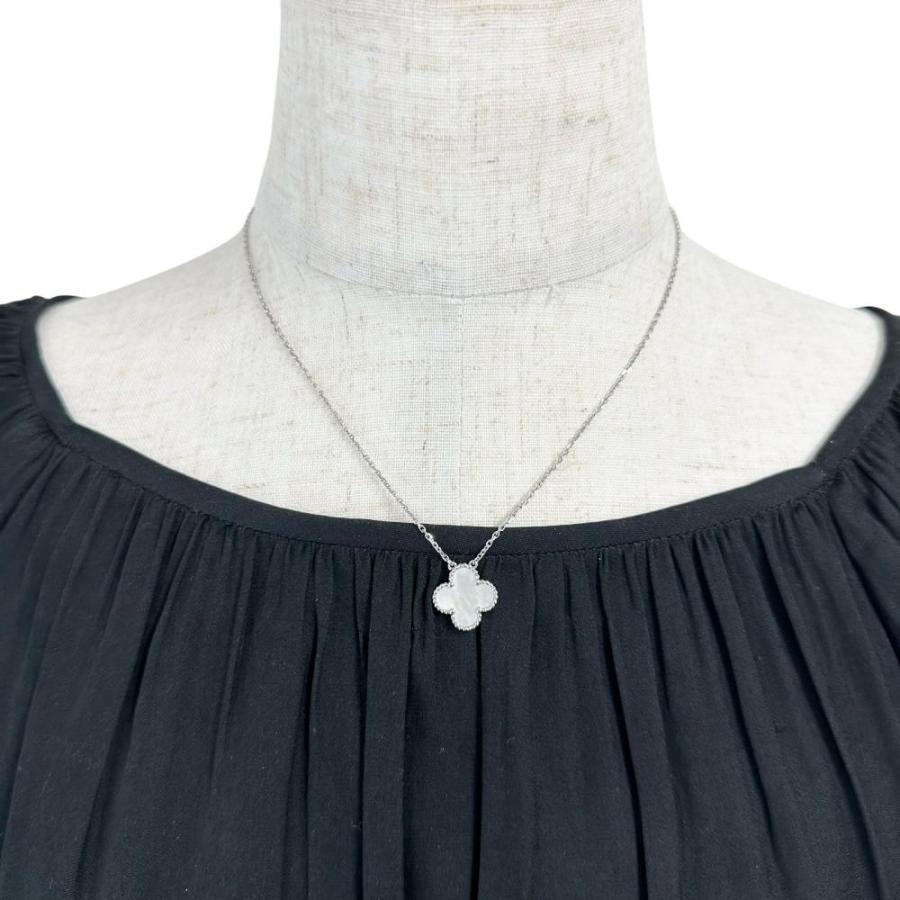 Van Cleef & Arpels/ヴァンクリーフ＆アーペル ヴィンテージアルハンブラ ホワイトシェル ネックレス K18WGホワイトゴールド 5.3g 41cm レディース : 真子質店 ...