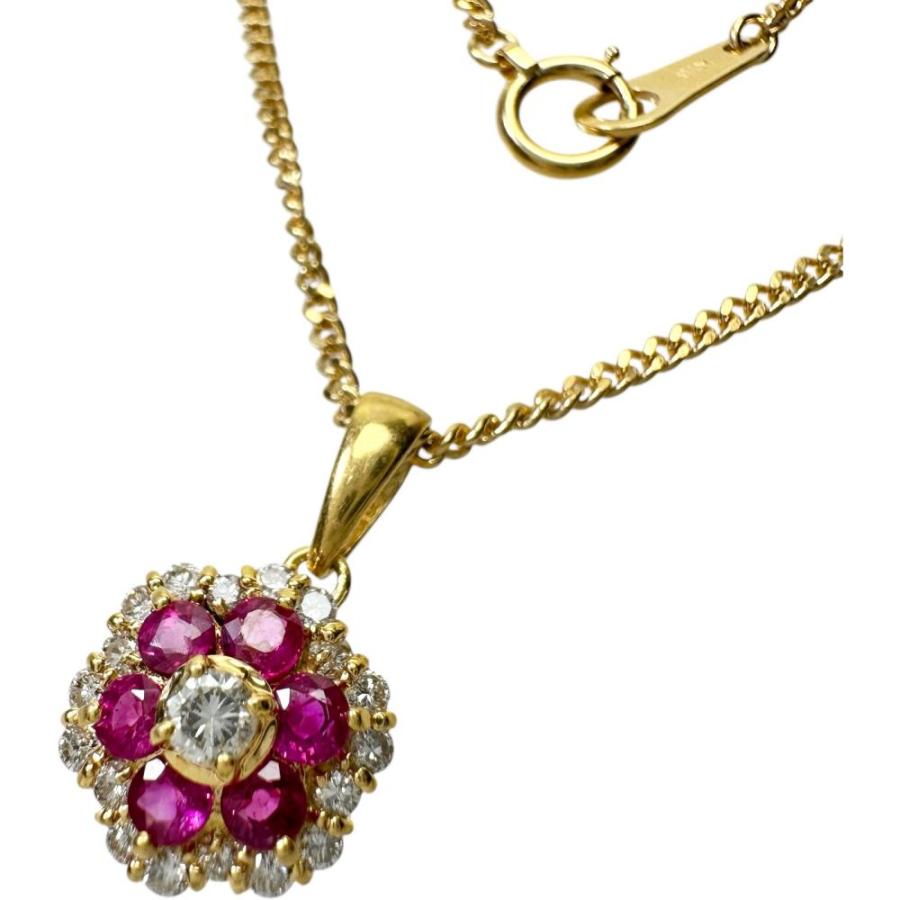 フラワー ルビー ダイヤモンド ネックレス K18ゴールド 6.0g 40cm レディース : 真子質店 ヤフーショッピング店 - 通販 - Yahoo!ショッピング