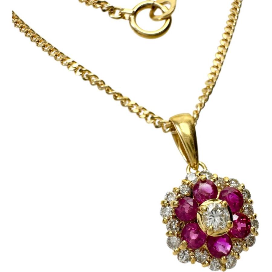 フラワー ルビー ダイヤモンド ネックレス K18ゴールド 6.0g 40cm レディース : 真子質店 ヤフーショッピング店 - 通販 - Yahoo!ショッピング