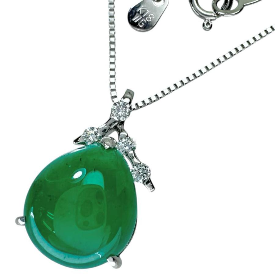 カボションエメラルド 5.74ct ダイヤモンド 計0.12ct ネックレス K18WGホワイトゴールド 4.8g 45cm レディース : 真子質店 ヤフーショッピング店 - 通販 ...