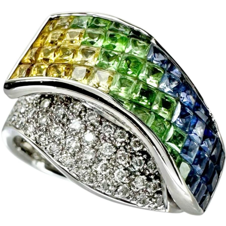 12号 マルチカラーサファイヤ 3.80ct ダイヤモンド 0.40ct リング・指輪 K18WGホワイトゴールド 8.0g レディース : 真子質店 ヤフーショッピング店 - 通販 ...