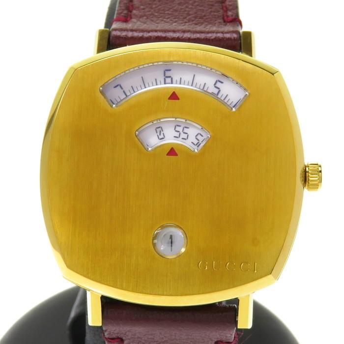 GUCCI（グッチ） グリップ YA157405 157.4 腕時計 GP/レザー クオーツ メンズ : 真子質店 ヤフーショッピング店 ...