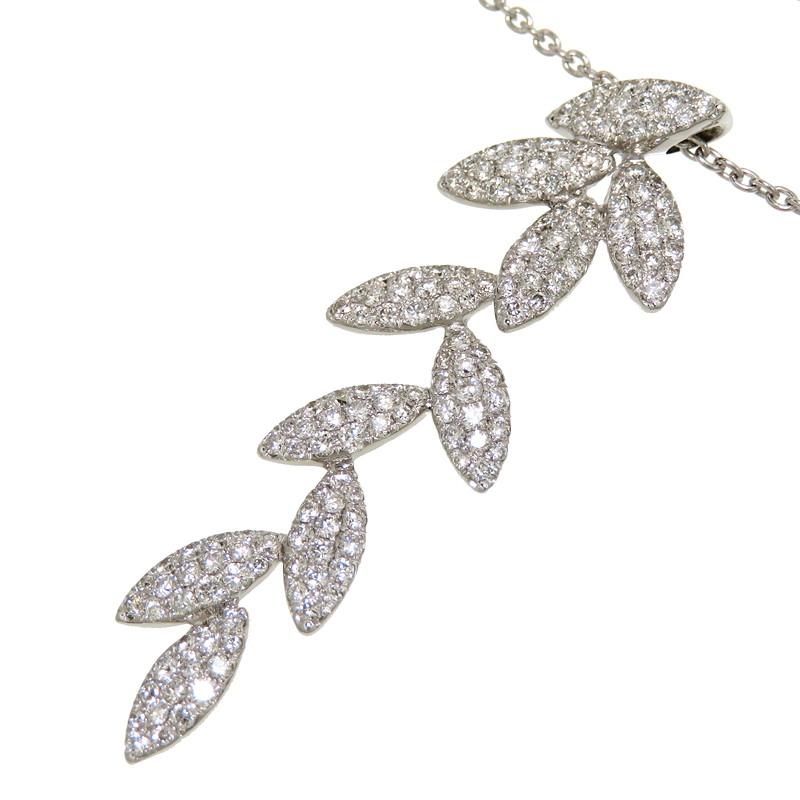 リーフ パヴェ ダイヤモンド 計1.62ct ネックレス K18WGホワイトゴールド 10.1g 46cm レディース : 真子質店 ヤフーショッピング店 - 通販 - Yahoo!ショッピング