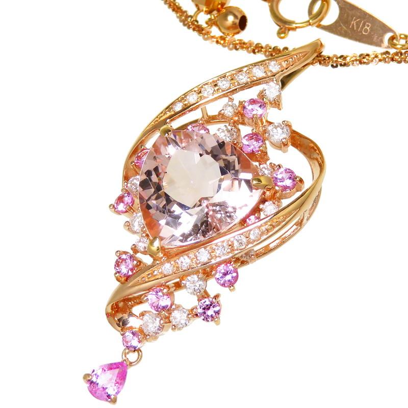 モルガナイト 3.83ct ピンクサファイア 計0.62ct ダイヤモンド 計0.35ct ネックレス K18PGピンクゴールド 8.0g 46cm レディース : 真子質店 ヤフー ...