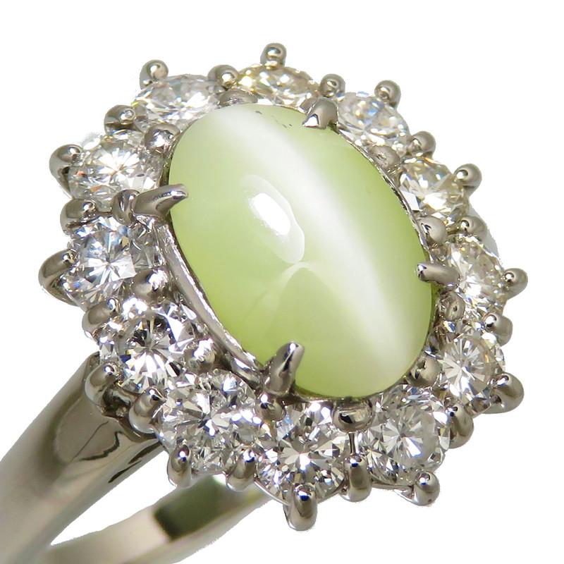 13号 クリソベリルキャッツアイ 1.58ct ダイヤモンド 計0.85ct リング・指輪 Pt900プラチナ 6.1g レディース : 真子質店 ヤフーショッピング店 - 通販 ...