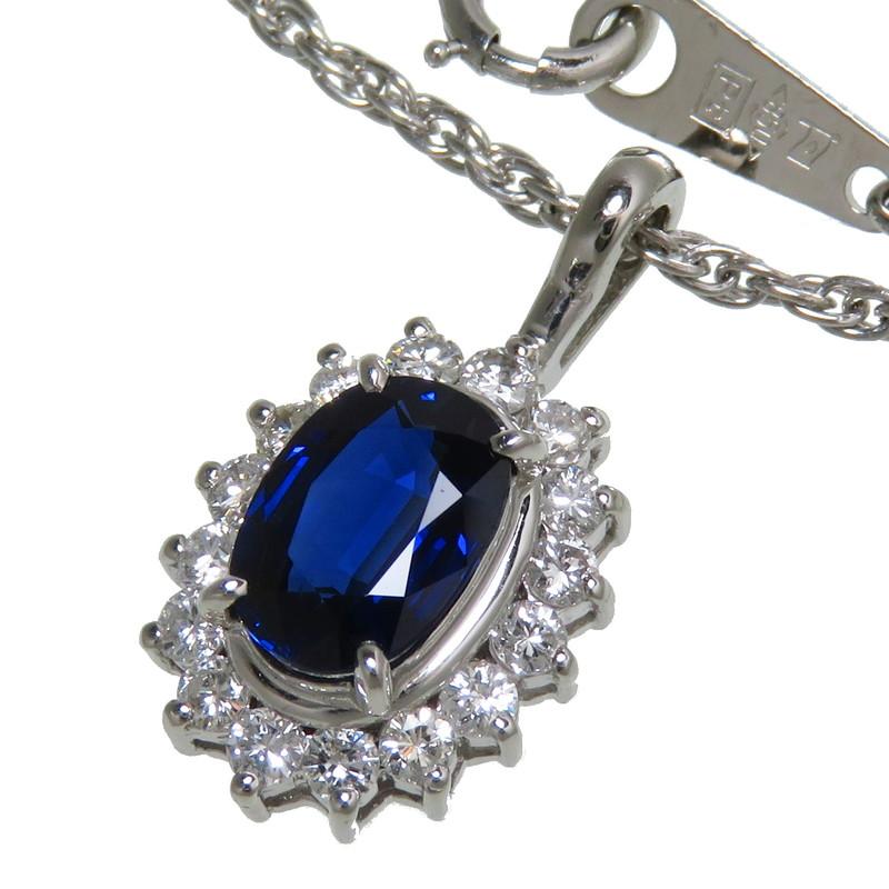サファイア 0.99ct ダイヤモンド 計0.33ct ネックレス Pt900プラチナ/Pt850プラチナ 5.5g 40cm レディース :S24010924285:真子質店 ヤフー ...