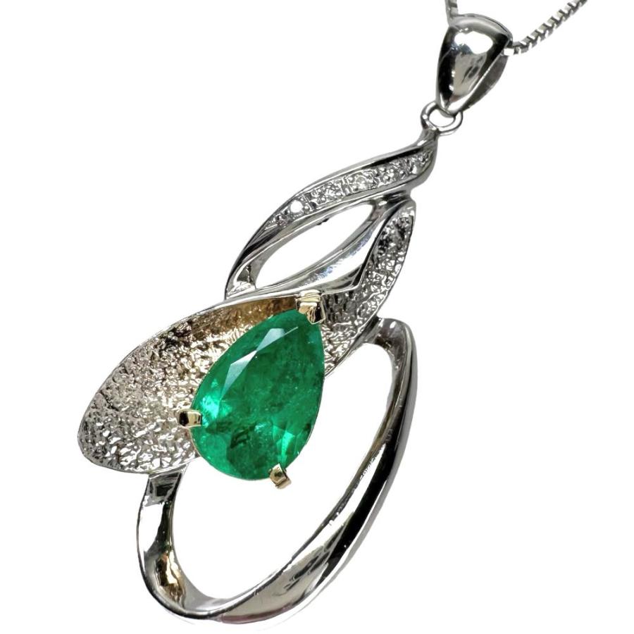 エメラルド 1.26ct ダイヤモンド 0.03ct ネックレス Pt850プラチナ/Pt900プラチナ/K18ゴールド 7.8g 45cm レディース : 真子質店 ヤフーショッピング店 ...