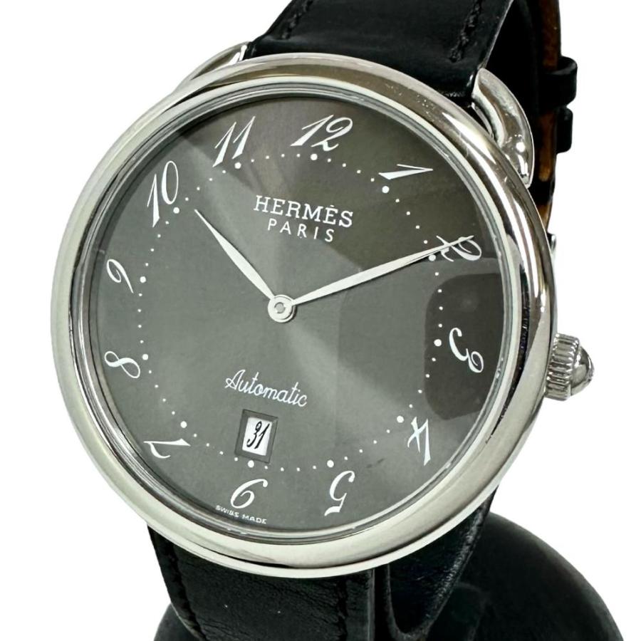 HERMES HERMES/エルメス アルソー AR4.810 OH済 腕時計 ステンレススチール/レザー 自動巻き/オートマ 黒文字盤/黒革ベルト メンズ : 真子質店 ヤフーショッピング店 ...