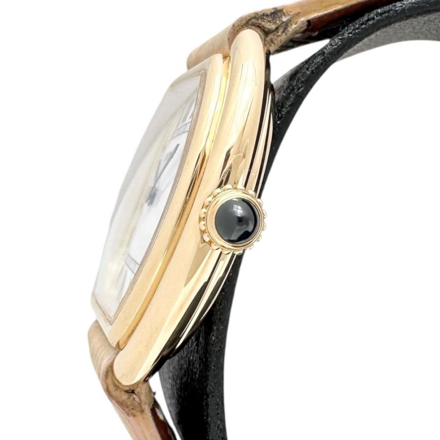 Cartier（カルティエ） 78091 エリプスLM 腕時計 K18YGイエローゴールド/レザー 手巻き ホワイト文字盤/ベージュ社外レザー ...