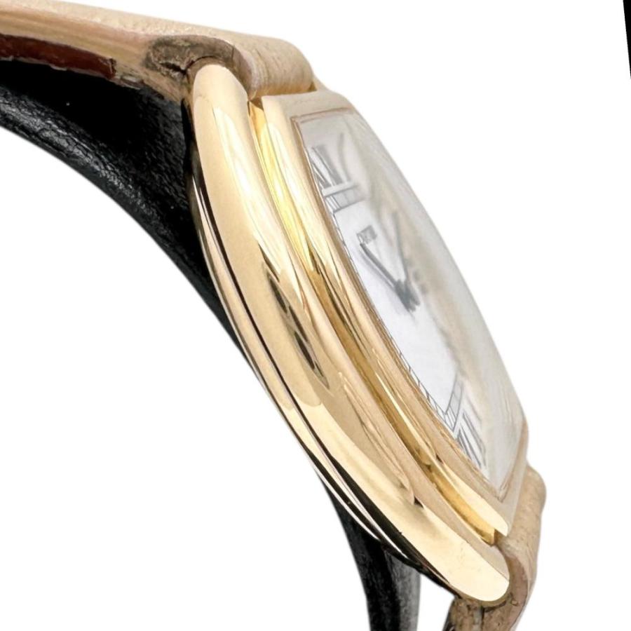 Cartier（カルティエ） 78091 エリプスLM 腕時計 K18YGイエローゴールド/レザー 手巻き ホワイト文字盤/ベージュ社外レザー ...