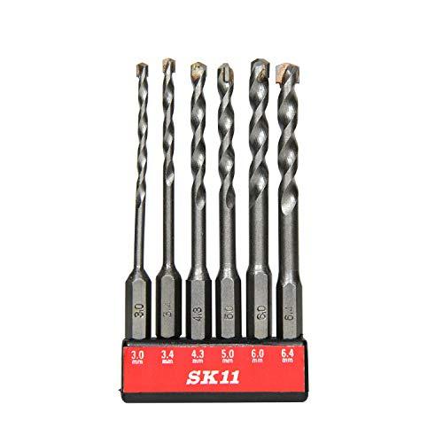 SK11(エスケー11) 六角軸 コンクリートドリルセット 6本組 3.0・3.4・4.3・5.0・6.0・6.4mm SICD-1 : 眞屋 - 通販 - Yahoo!ショッピング