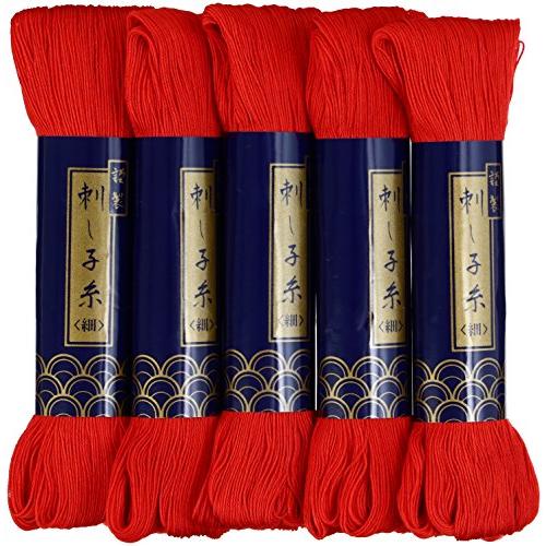 ダルマ 刺し子糸 細 170m col.16 赤 5かせセット : mac38d2a72c9 : 眞屋 - 通販 - Yahoo!ショッピング