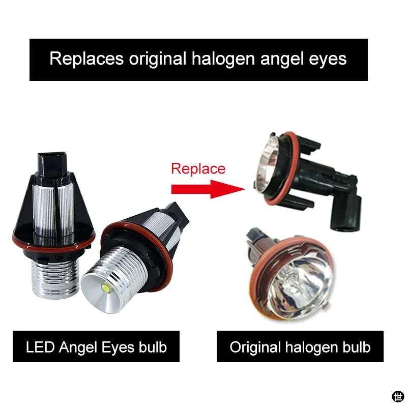 2PC LED エンジェルアイハローリングマーカー電球 BMW E39 E53 E60 E61 E63 E65 E66 E83 E87 X5 ...