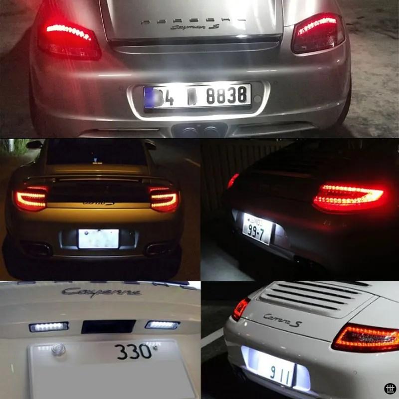 CANBUS LED ライセンスプレートライト 911 カレラ 996 997 991 980 GT2 GT3 ケイマン 987 981 カイエン 958 92A ボクスター 982 マカン ...