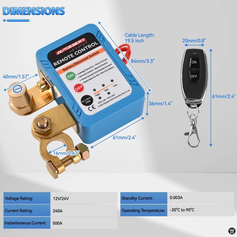12V 240A リモートバッテリー切断リレーマスタースイッチ自動電源シャットオフスイッチトラックボート用 W/手動スイッチツール : 世田谷インポートモール - 通販 - Yahoo!ショッピング
