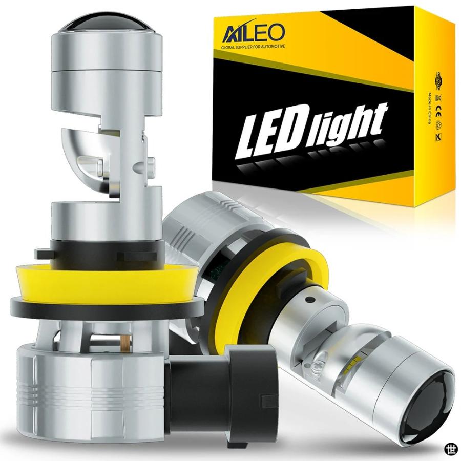 AILEO 2 個 H11 LED プロジェクターレンズ H7 H8 H9 HB3 9005 HB4 9006 H4 HB2 ワイヤレス 電球 6000K 32000LM 100W LHD ...