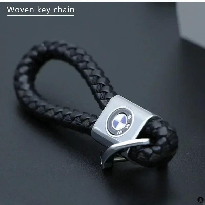 3D メタル + レザー編組織ロープキーホルダーキーチェーンリング BMW M パフォーマンス E36 E60 E90 X2 X1 X3 X5 E46 E39 E70 M3 M5 M6 ...