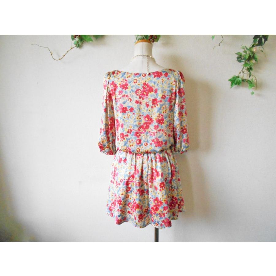 スマッキーグラム Smacky Glam 花柄 プリント の 可愛い ミニ 丈 5分袖 ワンピース 2 : リサイクルマーケットママポケット ...
