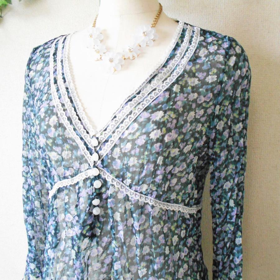 ラ シュメール LA.SUMER 花柄 プリント の 可愛い シースルー チュニック ブラウス 日本製 40 : リサイクルマーケットママポケット - 通販 - Yahoo!ショッピング