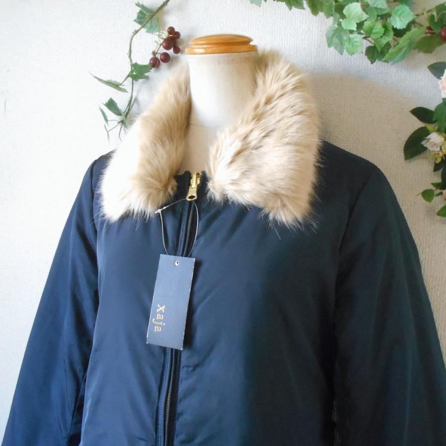 新品 タグ付き XAJA ウイエ oeillet 2way エコ ファー 付き レディース 用 リバーシブル 中綿 入り ジャケット M ...