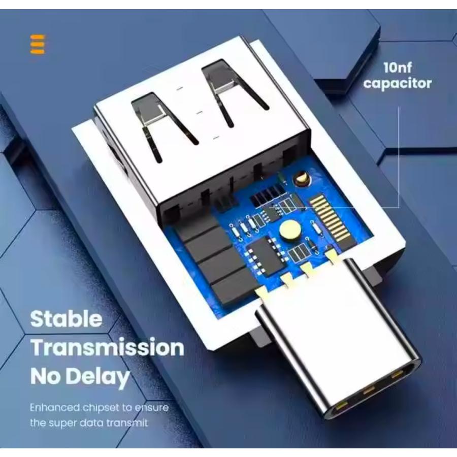 Silver※ライト付きUSB タイプc 変換アダプタ タイプa 変換コネクタ type-c to USB A データ転送 写真 動画 転送 ...
