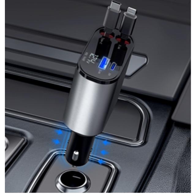 カーチャージャー120wシガースケットUSB ＆ type C車シガーソケット 巻き取り 4ポート急速充電 4in1折りたたみ式 fast charging : MAMASANI - 通販 ...