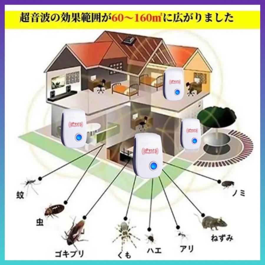 6個セット 害虫駆除機 最新版 害虫駆除器 超音波ネズミ駆除器 安心 安全 ねずみゴキブリ 蚊 ダニ 日本語説明書付き : MAMASANI ...